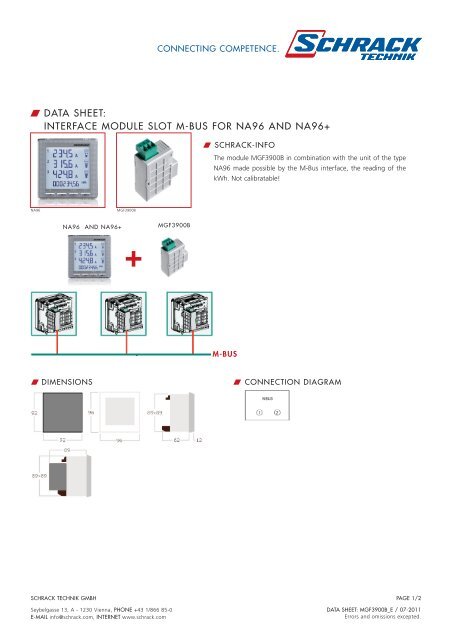 w data sheet: interface module slot m-bus for na96 and ... - Schrack