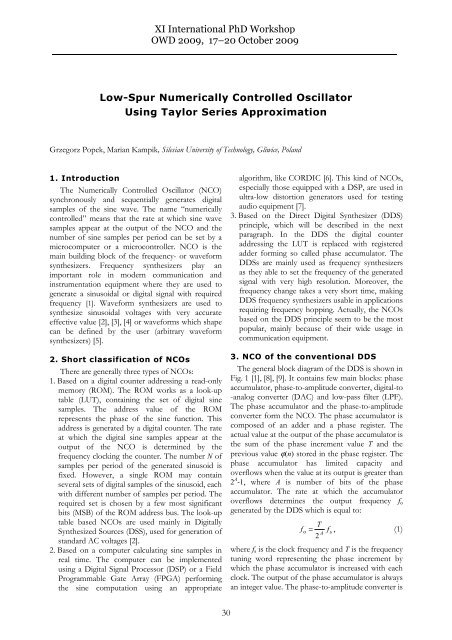 Low-Spur Numerically Controlled Oscillator Using Taylor Series ...