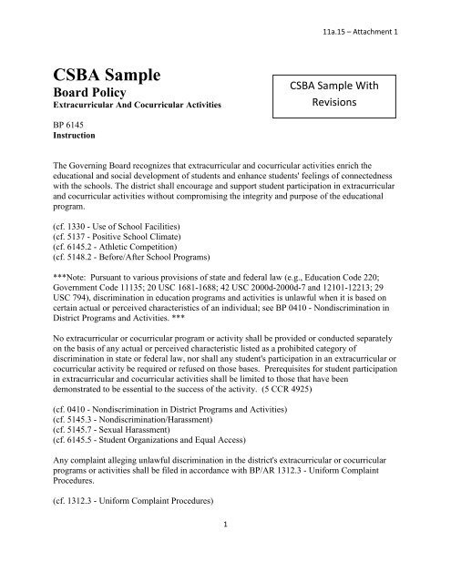 CSBA Sample Board Policy - Pacifica School District
