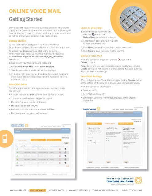 Online Voice Mail Getting Started Guide - Bright House Networks ...
