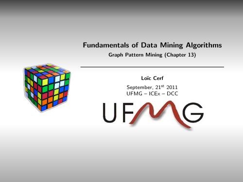 Fundamentals Of Data Mining Algorithms Graph Pattern Ufmg