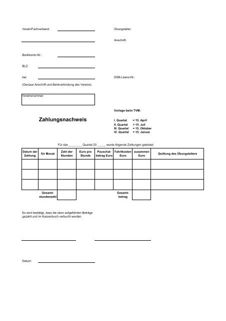 Zahlungsnachweis