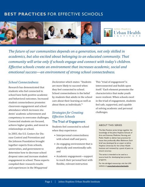 best practices for effective schools - Urban Health Institute - Johns ...