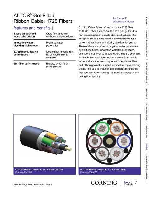 ALTOS® Gel-Filled Ribbon Cable, 1728 Fibers