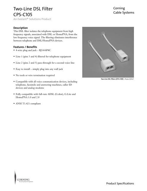 Two-Line DSL Filter CPS-C105 - Corning Incorporated