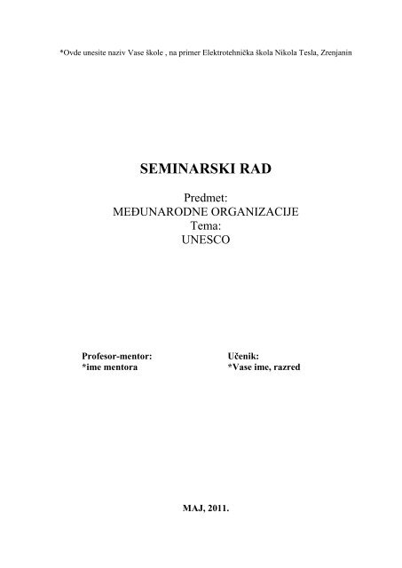 SEMINARSKI RAD - Seminarski Maturski Diplomski Radovi