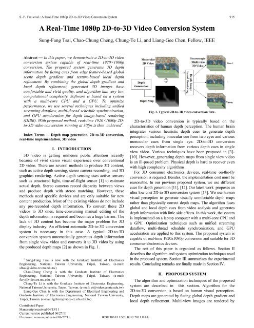 A Real-Time 1080p 2D-to-3D Video Conversion System