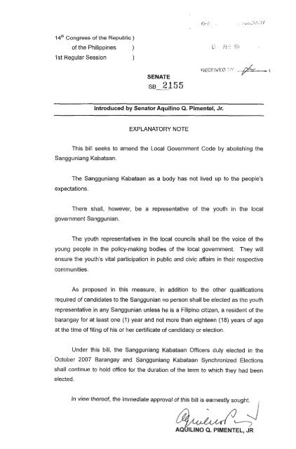 EXPLANATORY NOTE - Senate