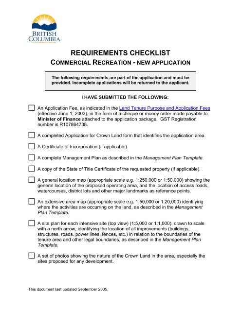 Requirements Checklist