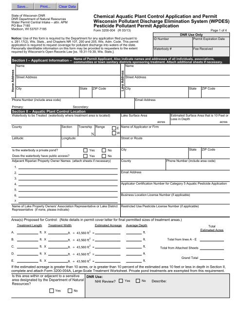 Form 3200-004 Chemical Aquatic Plant Control Application and ...