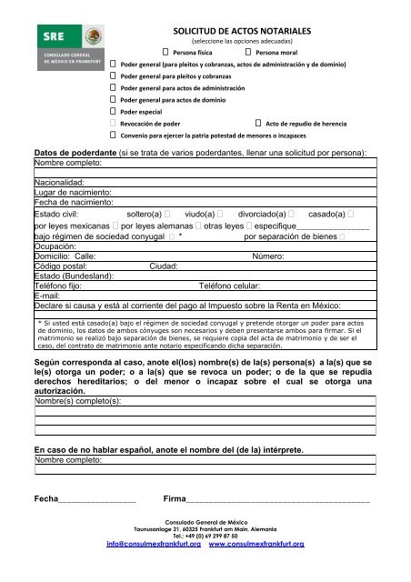 SOLICITUD PARA PODERES NOTARIALES