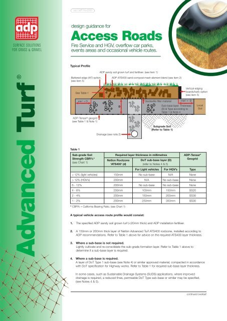 Design guidance for access roads - CMS