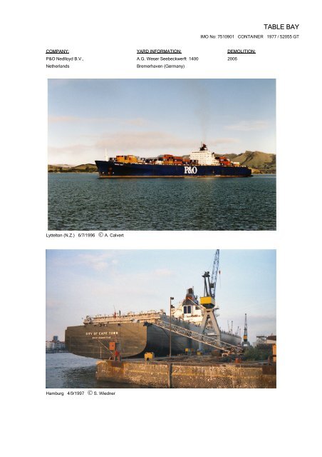 TABLE BAY - Cargo Vessels International