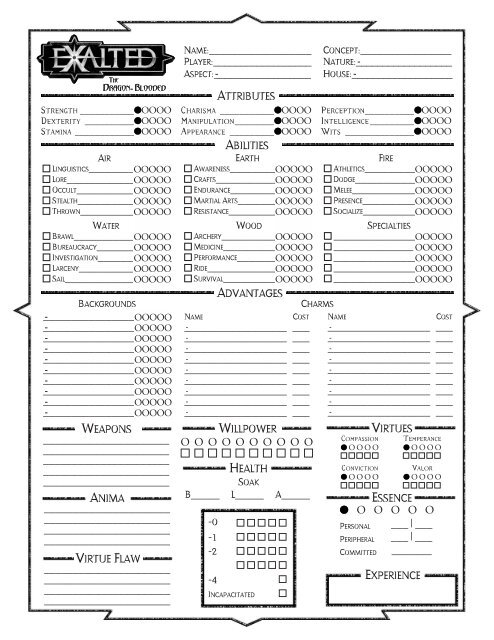 Interactive Exalted Dragon-Blooded 4-Page Sheet - MrGone's ...
