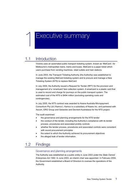 1 Executive summary