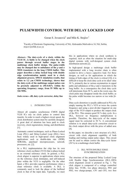 PULSEWIDTH CONTROL WITH DELAY LOCKED LOOP