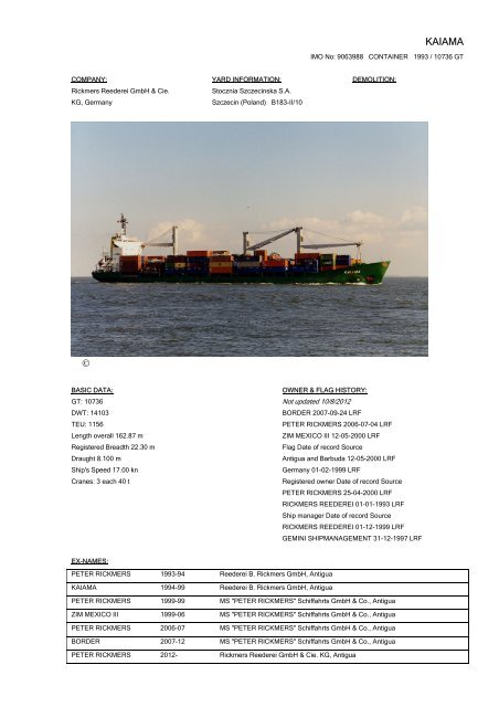 KAIAMA © - Cargo Vessels International