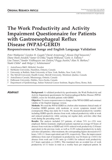 Work Productivity and Activity Impairment questionnaire