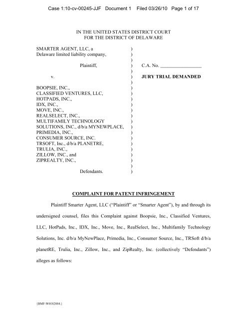 complaint for patent infringement