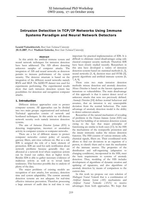 Intrusion Detection in TCP/IP Networks Using Immune Systems ...