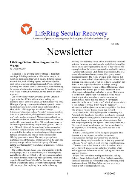 A Network Of Positive Support Groups For Living - LifeRing