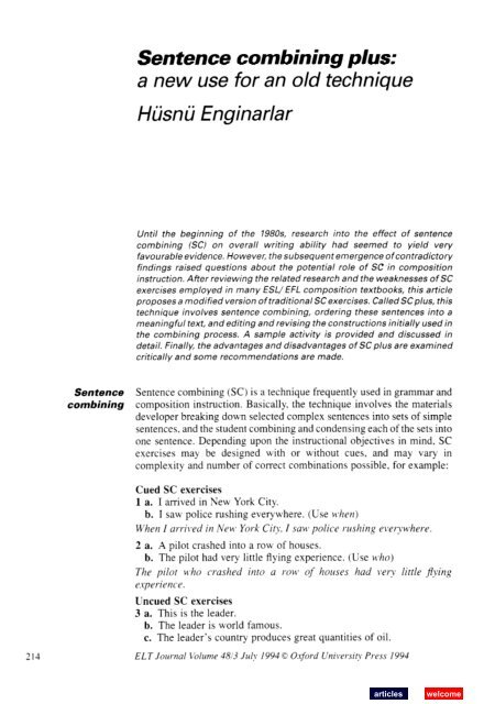 Sentence combining plus: