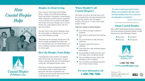 How Coastal Hospice Helps brochure