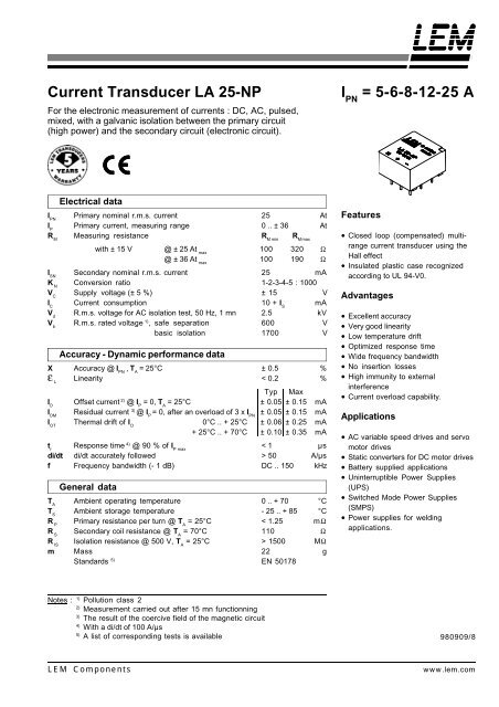LA25-NP - Datasheet Catalog