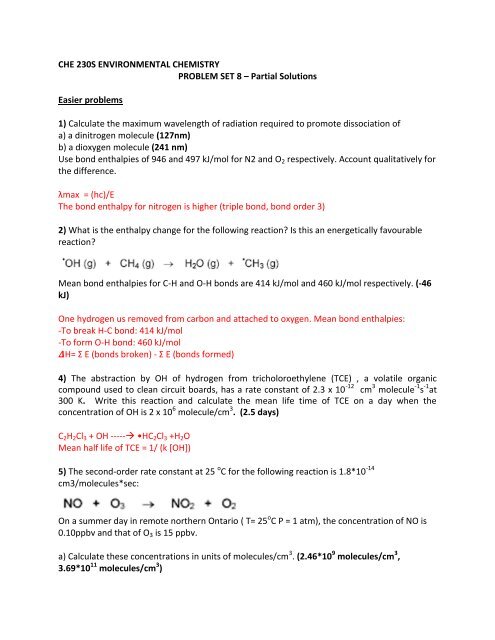 Problem Set 08 (Partial Solutions) - Skule Courses