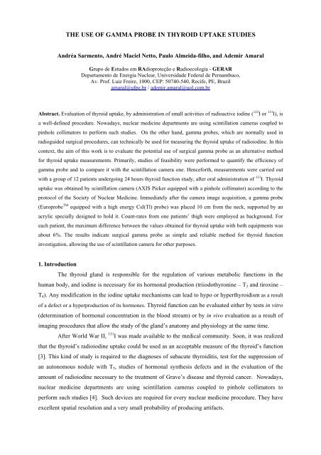 THE USE OF GAMMA PROBE IN THYROID UPTAKE STUDIES - IRPA