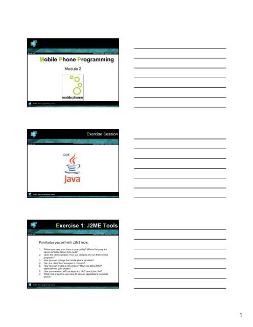 Example and exercises - Mobile Devices