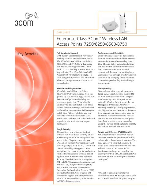 3Com 7250 Wireless AP Data Sheet - MTMnet