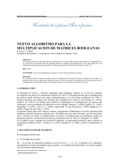 nuevo algoritmo para la multiplicacion de matrices booleanas
