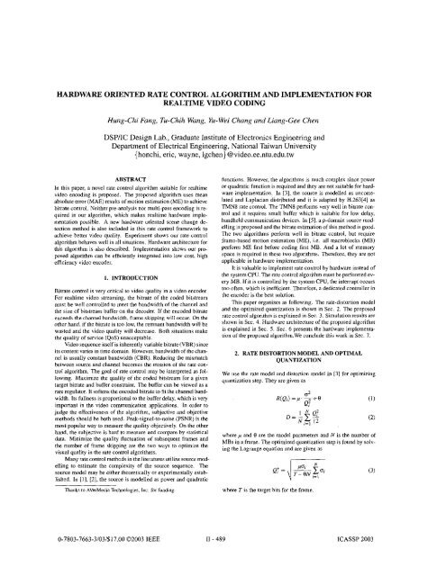 Hardware Oriented Rate Control Algorithm And Implementation For