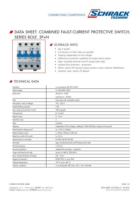 data sheet: combined fault-current protective switch, series ... - Schrack