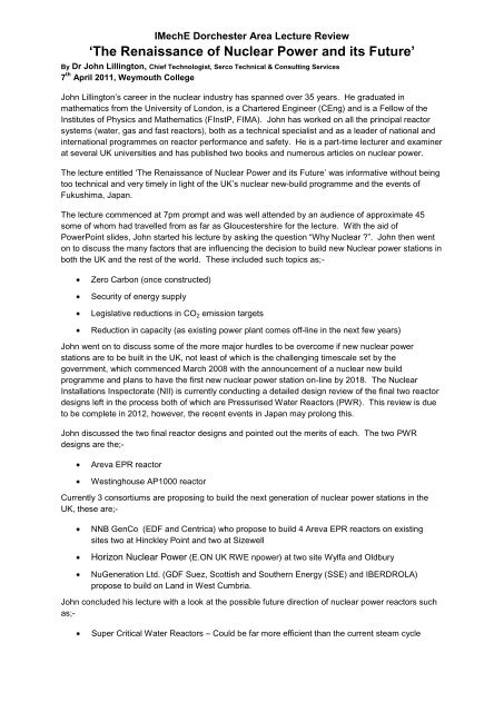 The Renaissance of Nuclear Power and its Future - Near You