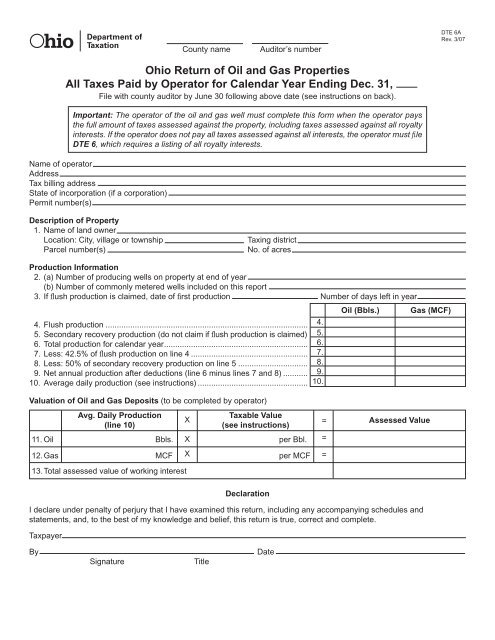 DTE Form 6A - Ohio Department of Taxation