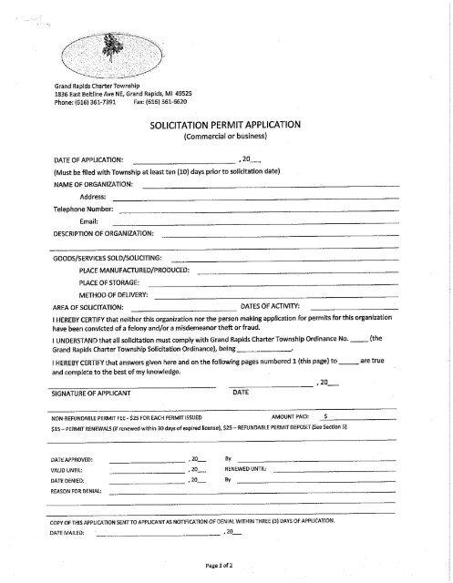 SOLICITATION PERMIT APPLICATION