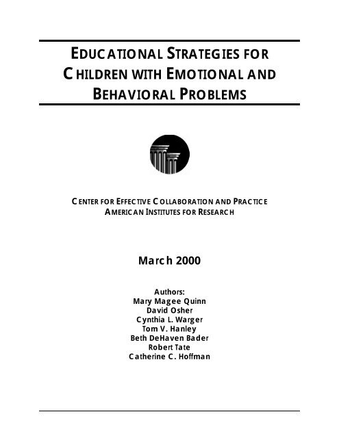 educational strategies for children with emotional and behavioral ...