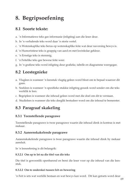 8. Begripsoefening 8.1 Soorte tekste - Christelike Biblioteek