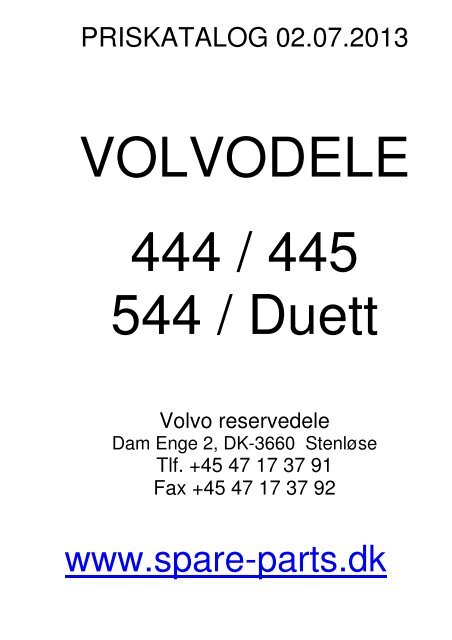 Volvo 444 / 445 / 544 / 210 - spare-parts.dk