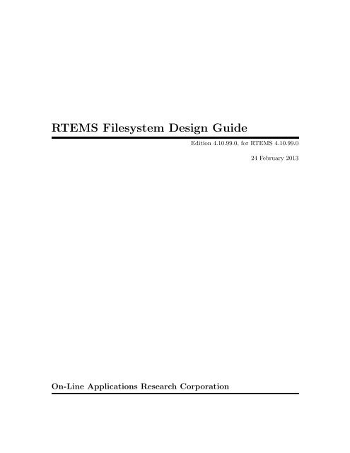 RTEMS Filesystem Design Guide