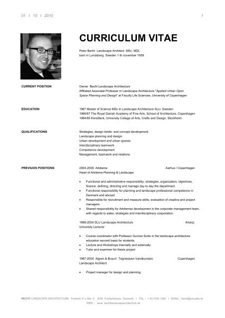 see CV (pdf). - Becht Landscape Architecture