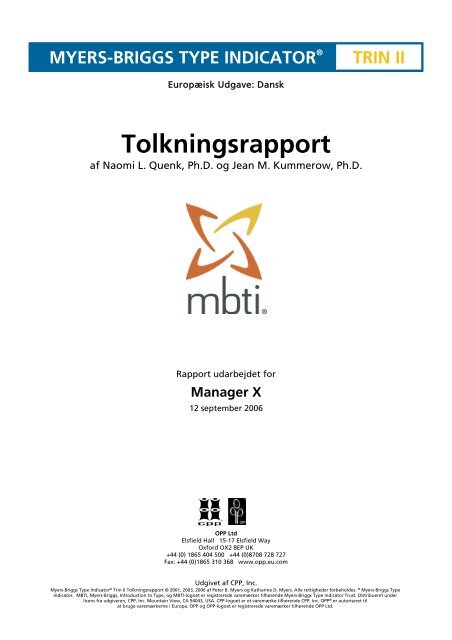 Dine resultater fra MBTI Trin I - OPP