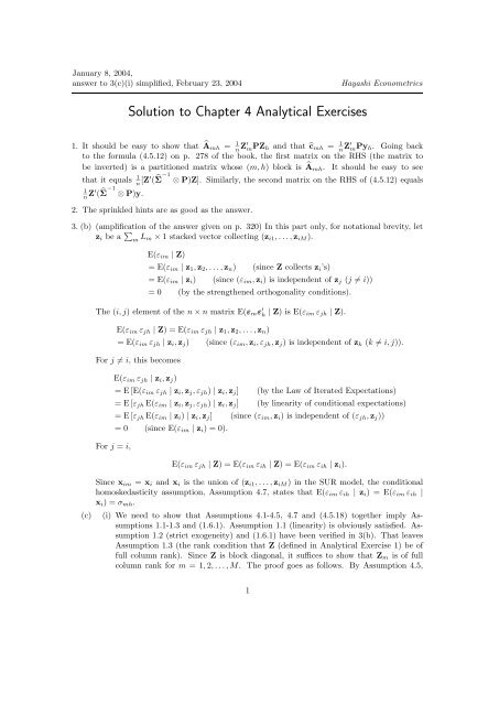 Solution to Chapter 4 Analytical Exercises