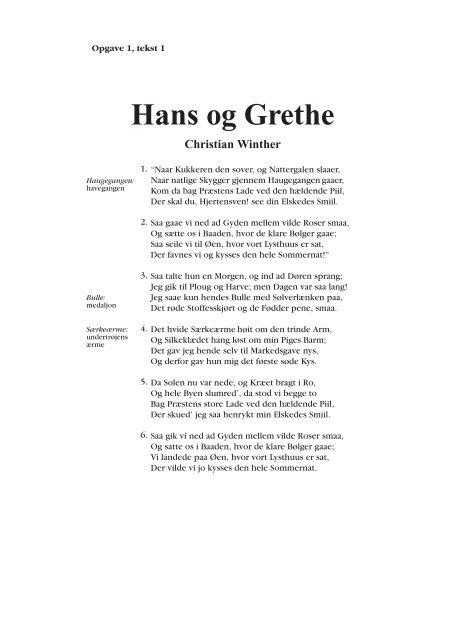 Christian Winther: "Hans og Grethe". - eOpgaver