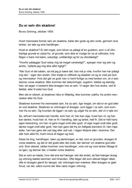 Bruno Gröning: Du er selv din skæbne! - Bruno Gröning Stiftung Bruno Gröning: Du er selv din skæbne! - Bruno Gröning Stiftung