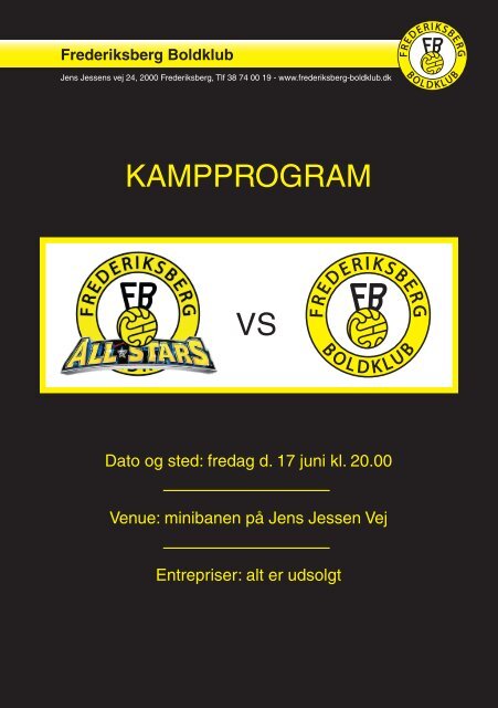 Kampprogram vs - Frederiksberg Boldklub