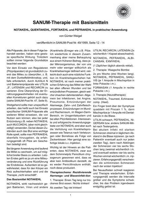 SANUM-Therapie mit Basismitteln