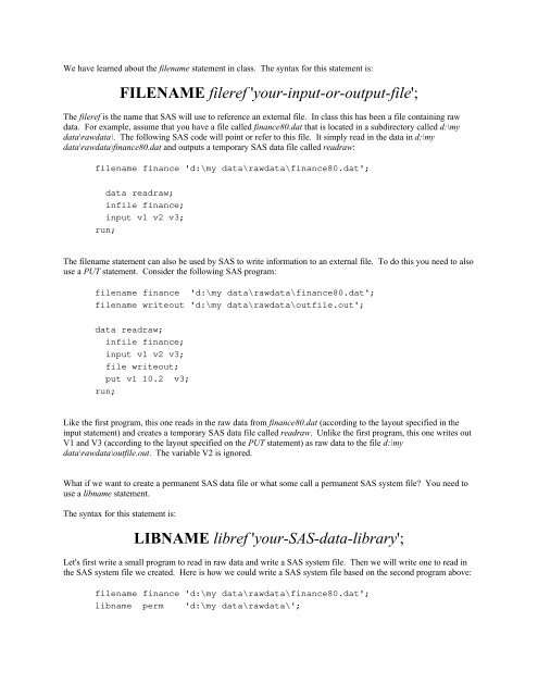 libref and fileref Handout